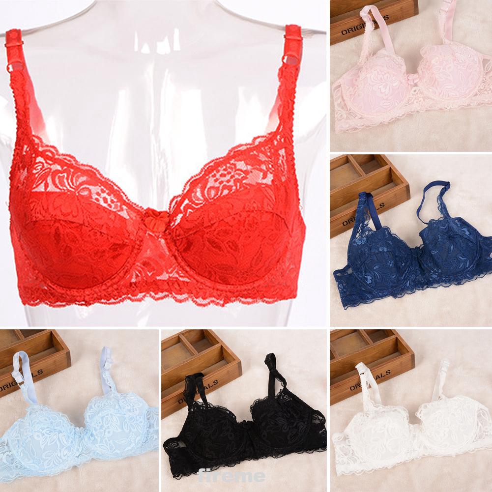 32-40 B Cup Sexy Ladies Lace Push Up Plunge Bra Breathable Underwired ...