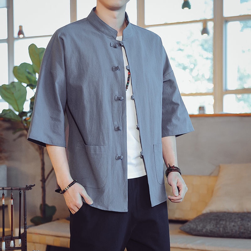 Mens shirt Chinese style disc button Chinese style disc button shirt ...