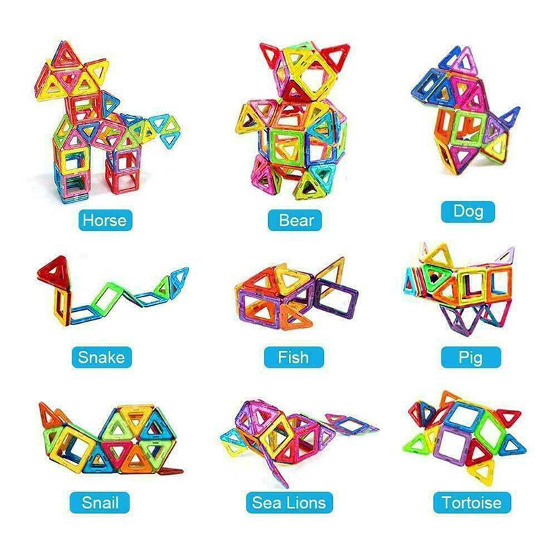 100PCS Magnetic Building Blocks Magnetic Tiles Set Construction ...