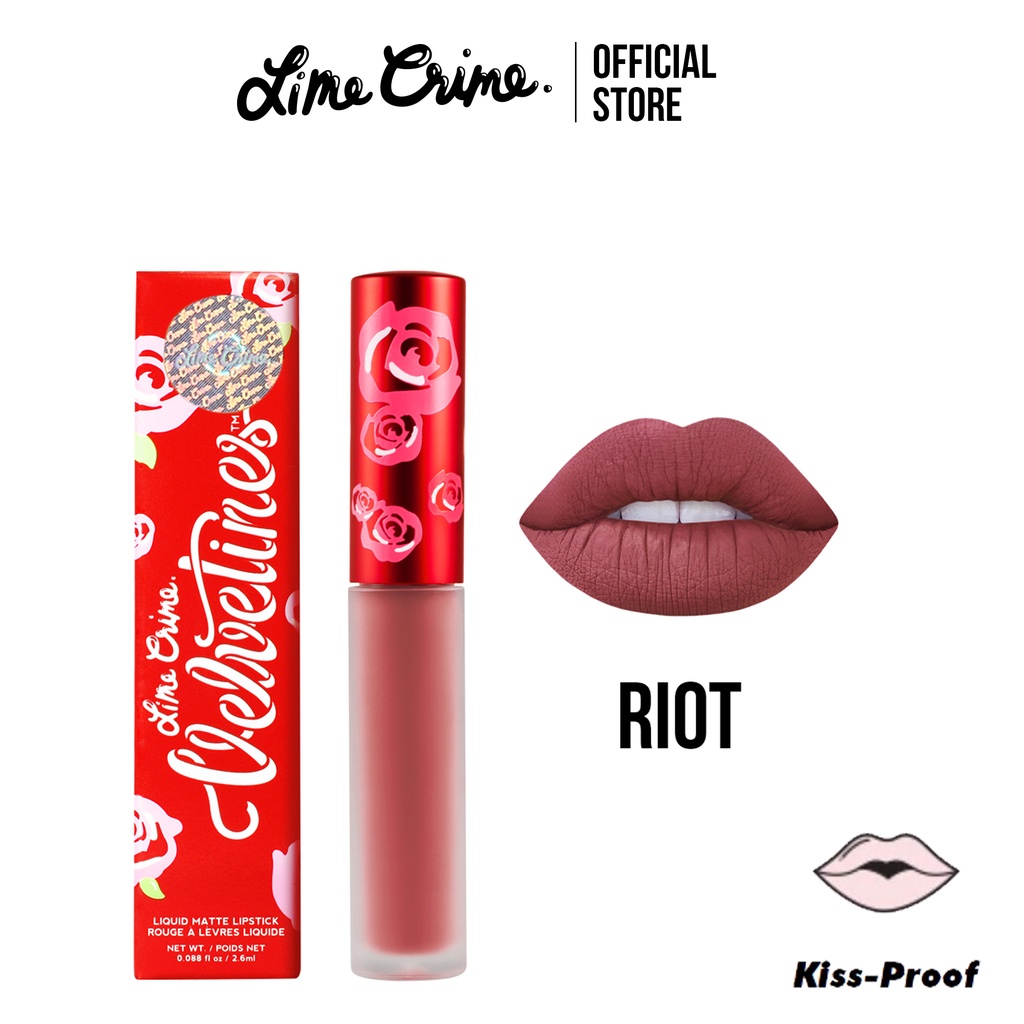 (Lot ผลิต 0822) (ส่งฟรี) Lime Crime Velvetines สี Riot ลิปเนื้อแมท ...