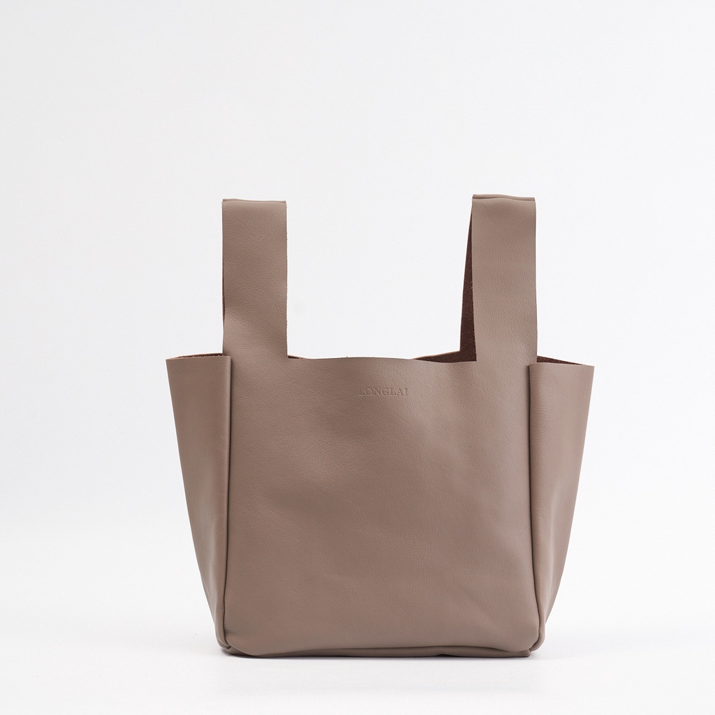 LONGLAI JEKYLL HYDE MEDIUM TOTE BAG - CHAMPAGNE BEIGE - longlaileather ...