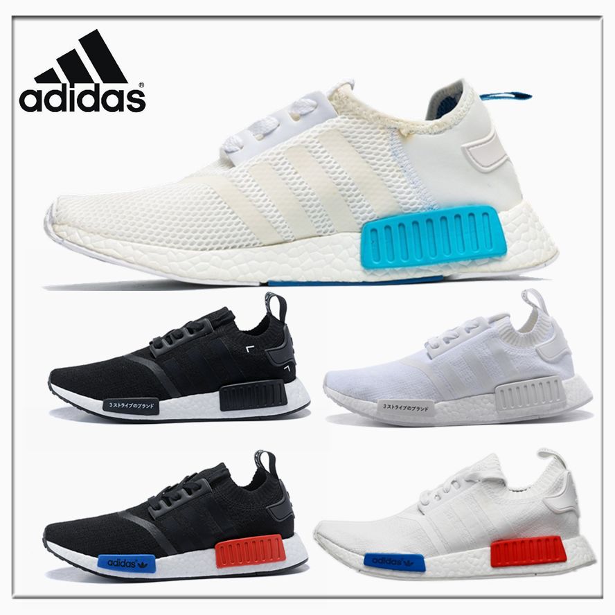 Adidas Originals NMD R1 Runner Primeknit clover ต้นฉบับสีแดงและสีน้ำ ...