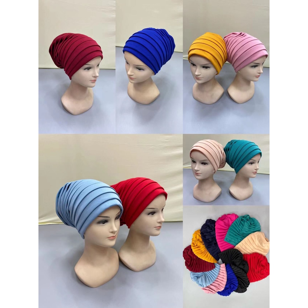 12pcs Trendy Muslim Hijab Caps Solid Color Wrap Head Inner Hijabs ...