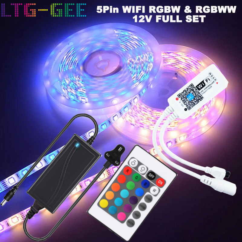 LED Strip Light WIFI 5050 RGBW RGBWW DC12V 5M 10M 5Pin LED Light Strip ...