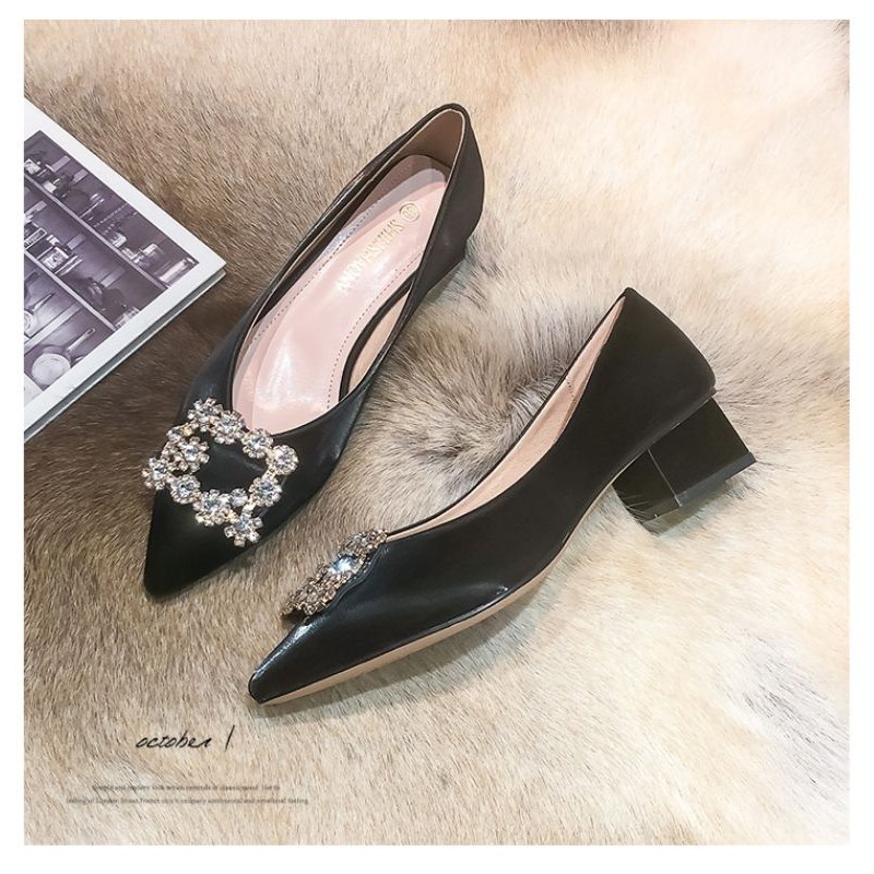 Women's High heels Snowflake Buckle Rhinestone 3 CM Chunky High Heels ...