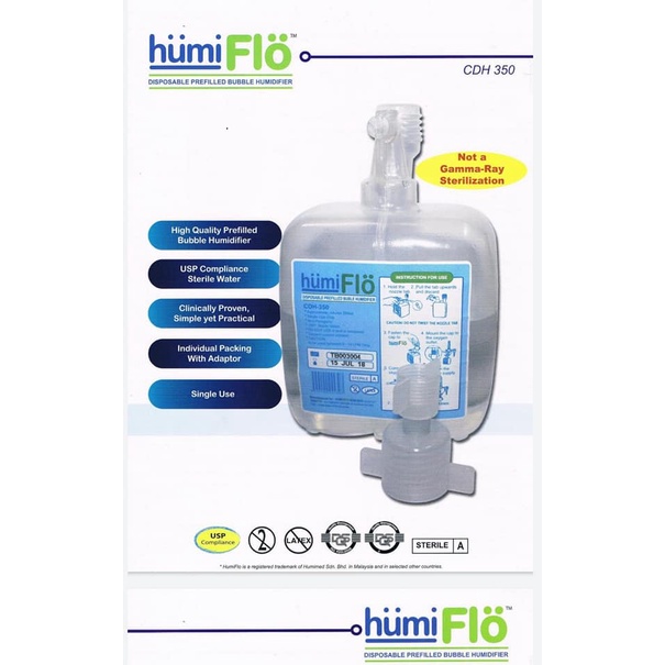 Humi Flo 350 ml Disposable Prefilled Bubble Humidifier 350 ml | Shopee ...