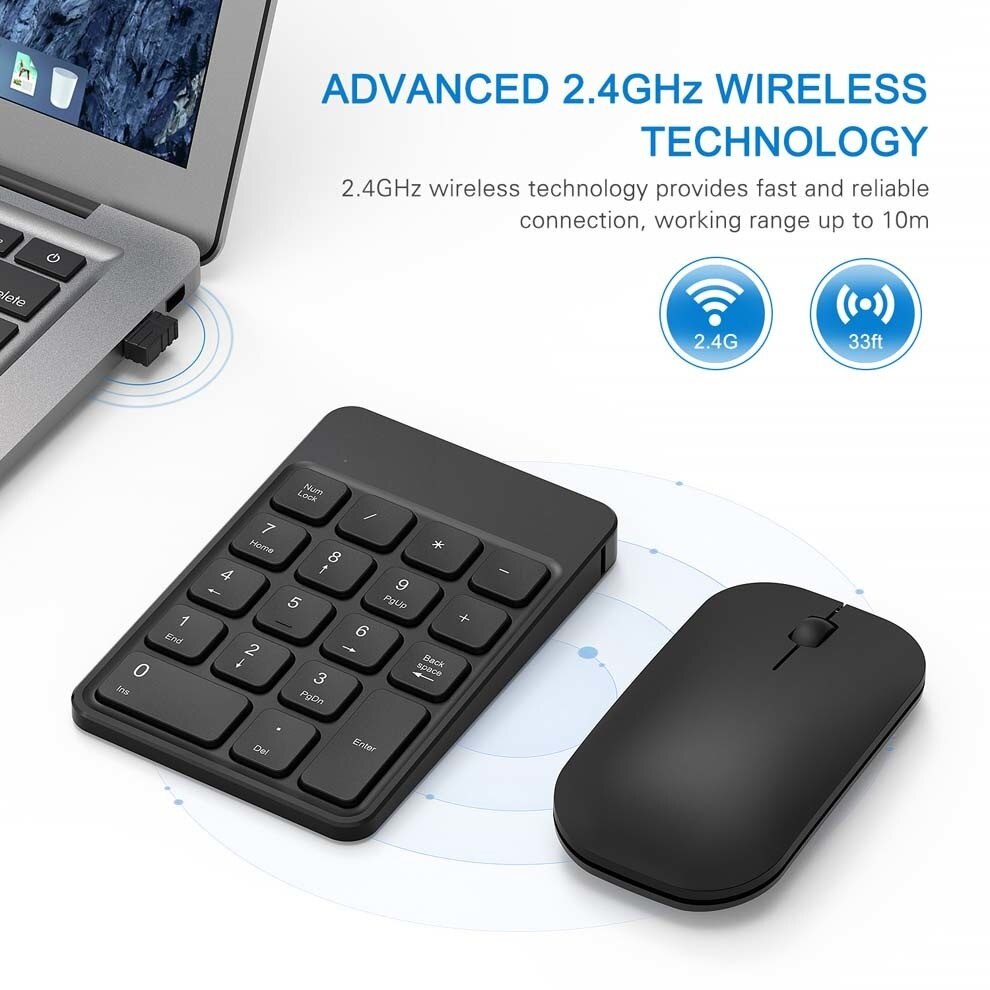 Seenda Jelly Comb 2.4GHz USB Numeric Keypad and Mouse Rechargeable ...