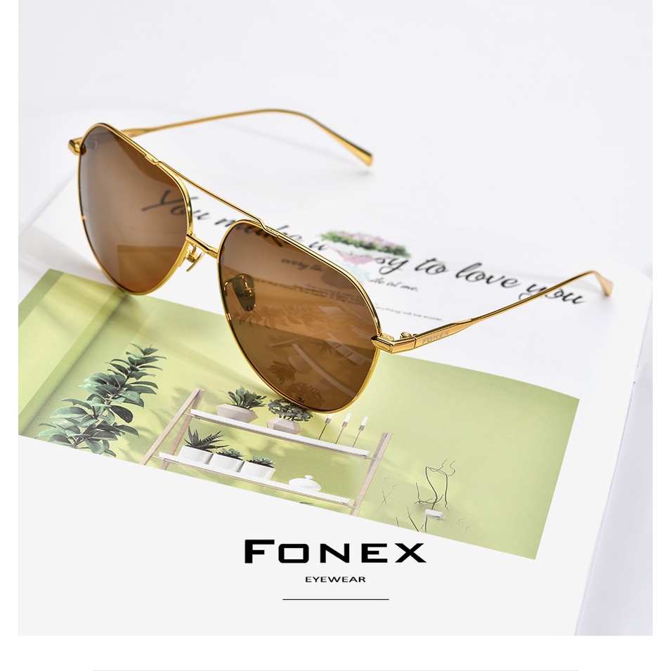 FONEX Pure Titanium Polarized Sunglasses Men Brand Design Square Sun ...