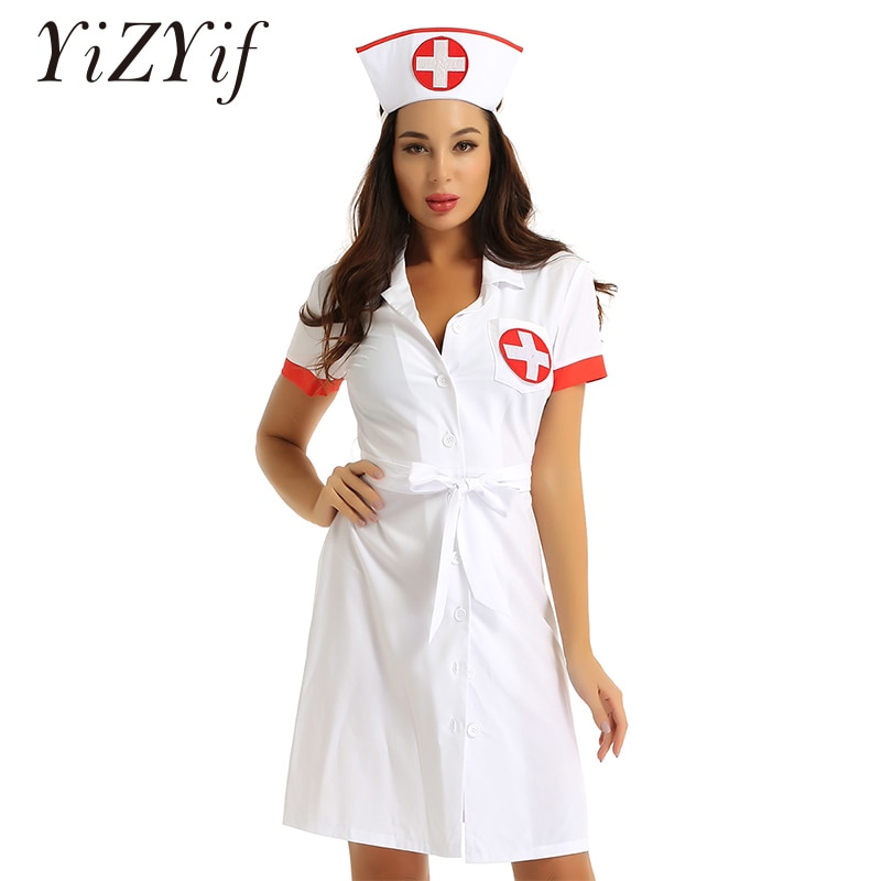 Women lingerie Nurse Costume Fancy Dress u Sexy Costume Lael Collar ...
