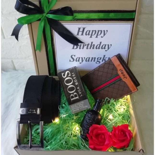 Gift Set Hadiah Untuk Lelaki / Leather Wallet / Hantaran Lelaki ...