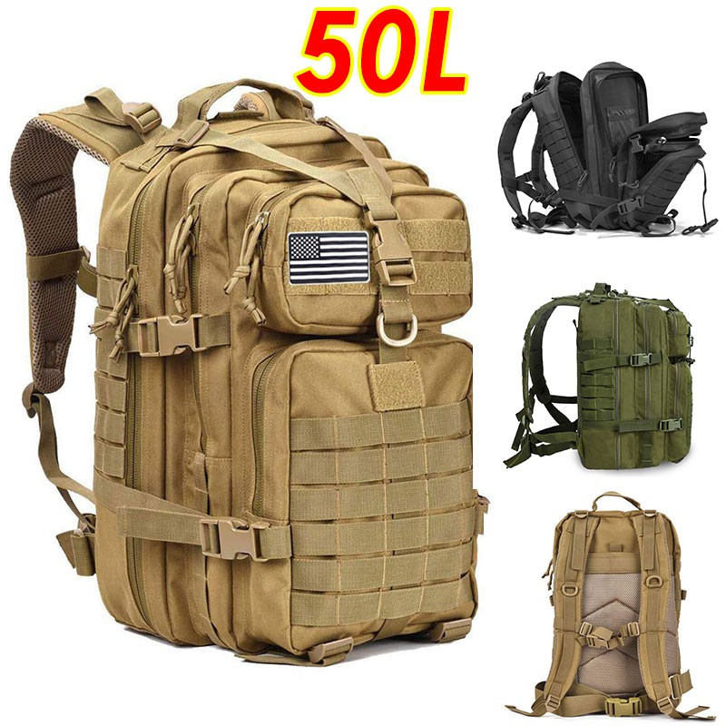 50L Large Capacity Men Army Military Tactical Backpack 3P Softback ...