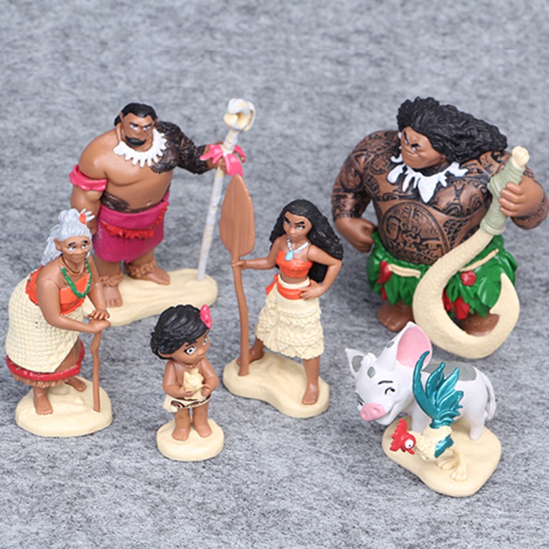 Disney 6pcs/set 6-12cm Cartoon Movie Vaiana Moana Princess Maui Chief ...
