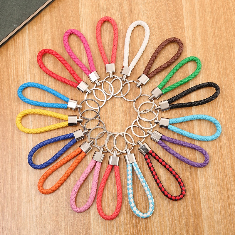 ซองใส่กุญแจรถ.พวงกุญแจรถ ☃5 Pcs PU Leather Braided Woven Rope keychain ...