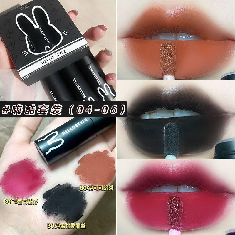3pcs/Set Cute Rabbit Lip Glaze Shimmer Matte Velvet Lip Gloss ...