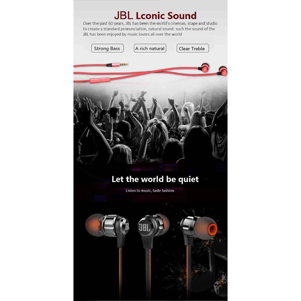 1.หูฟังJBL T180A In-Ear Wired Headphones Headsets 3.5mm Stereo Pure ...