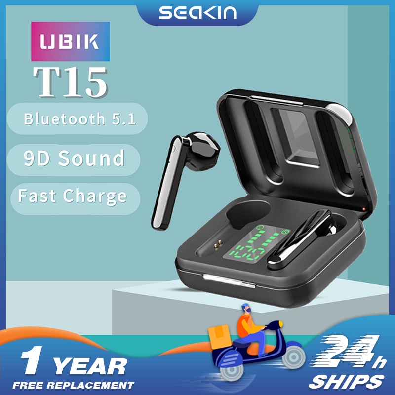 【LATEST】UBIK T15 Bluetooth Earphones TWS 5.1 LED Display Touch Control ...