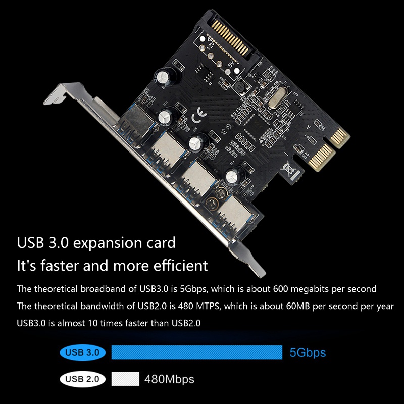 Pci-E To Usb3.0 Expansion Card 4Xusb3.0 Riser Card Sata พาวเวอร์ซัพพลาย Vl805 Pcie Usb3.0 อะแดป ...