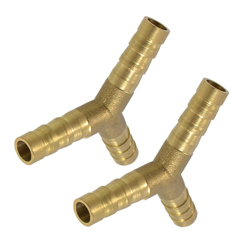 2 x Brass Y Style 3 Ways Hose Barb Connectors Adapters for 8mm Tubing ...