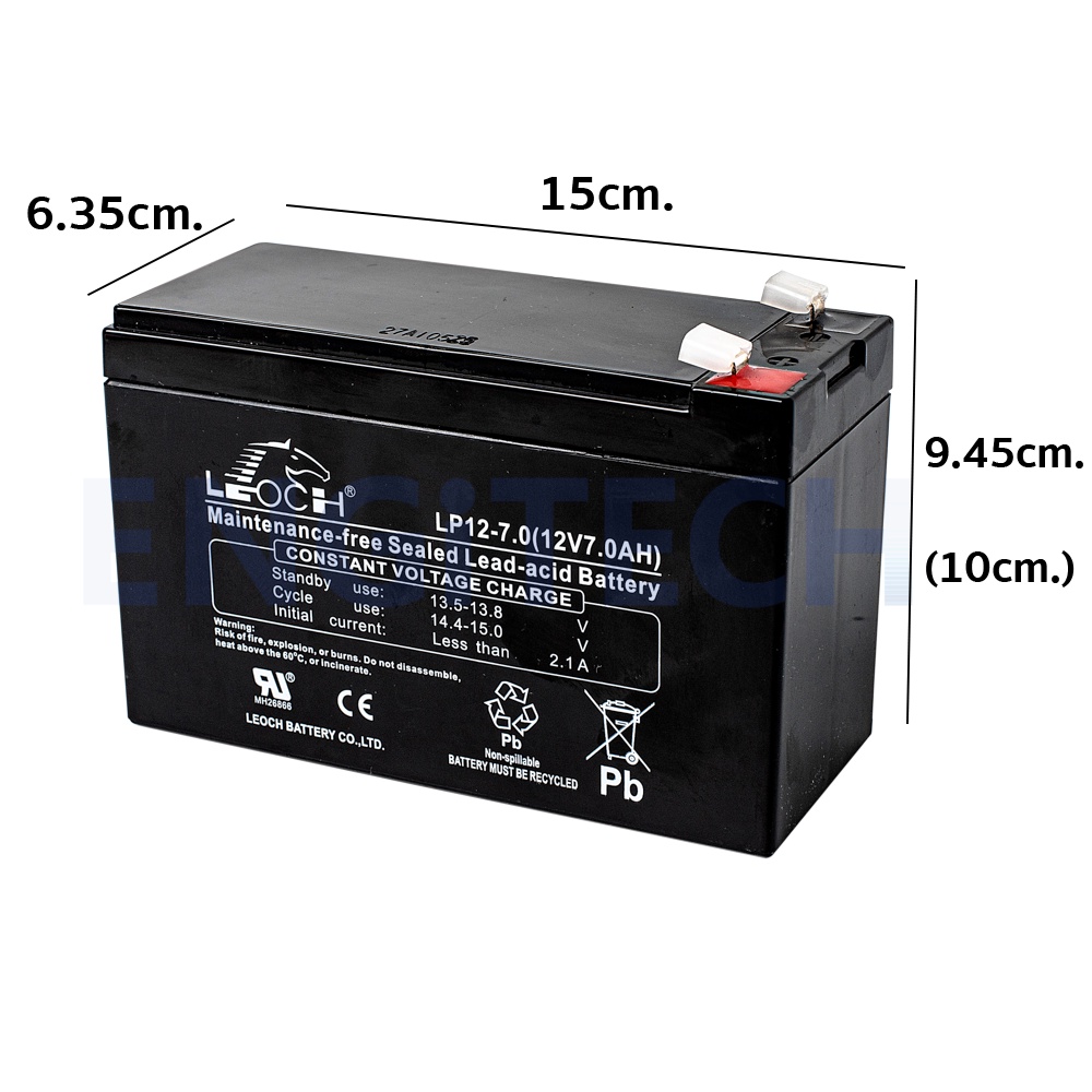 LEOCH แบตเตอรี่ แห้ง LP12-7.0 ( 12V 7AH ) VRLA Battery สำรองไฟ ฉุกเฉิน ...