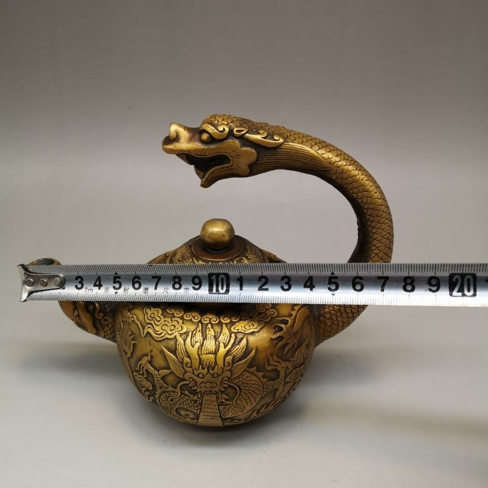 กาน้ำชาทองแดงบริสุทธิ์กาต้มน้ำทองเหลือง Seiko หม้อด้ามสูงโบราณ Dragon ...
