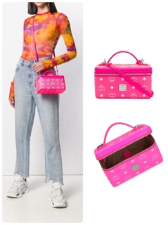 New MCM box bag สี Shocking Pink Neon สายถอดออดได้ ปรับได้ ถือได้ สะพาย ...