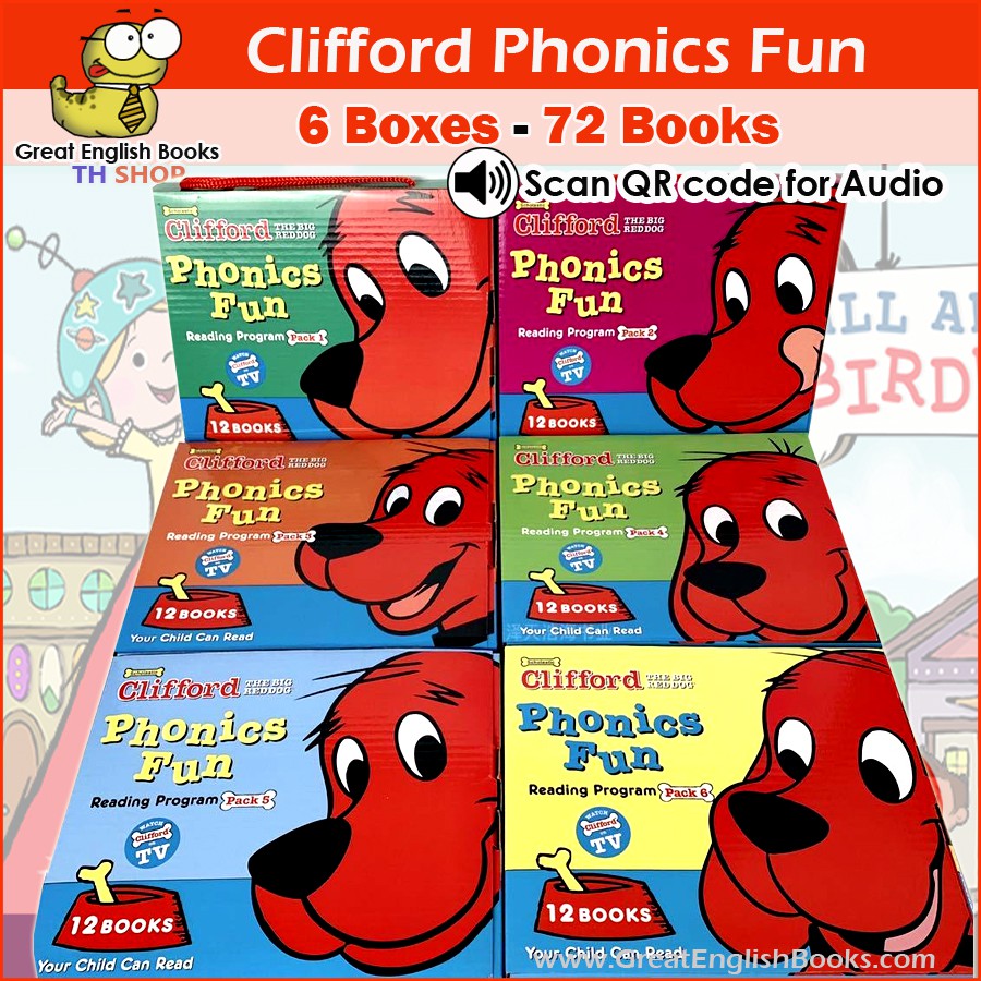 กล่องมีรอยบุบบางกล่อง Damaged Box ชุดหนังสือ Clifford Fun Phonics Pack ...