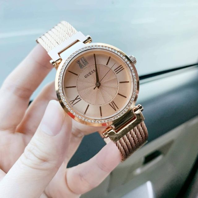 สด-ผ่อน) นาฬิกา สีโรสโกลด์ Guess Analog Rose Gold Dial Ladies Watch ...