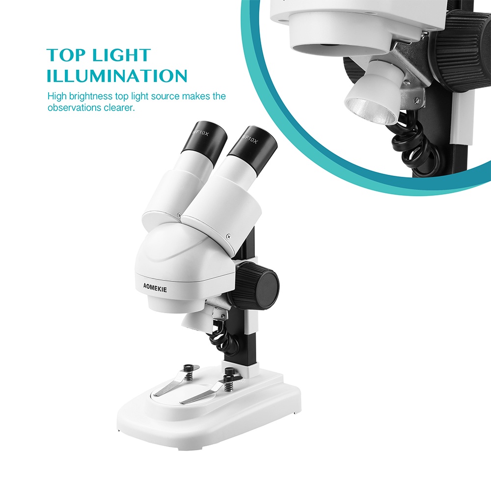 AOMEKIE 20X40X Stereo Microscope Binocular HD Vision Top LED ...