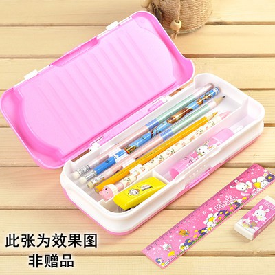 Cartoon multi-function stationery box childrens three-layer pencil box ...