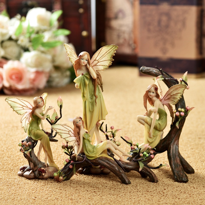 Creative Tree Elf Resin Statue Living Room Decor Angel Sculpture Modern ...