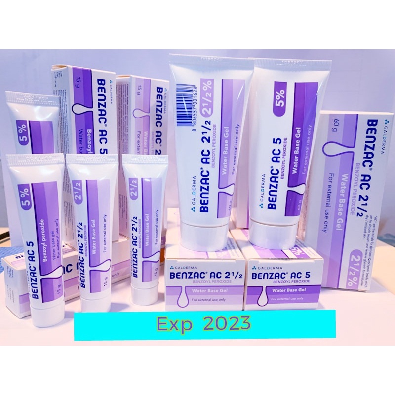 BenzacAc.เบนแซค เอซี 2.5 5be n zac ben za c ขนาด 15g 60g ชุดกำจัดสิว ...