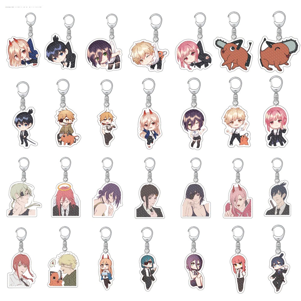 28Pcs Anime Chainsaw Man Double Sided Acrylic Keychain Pochita Makima ...