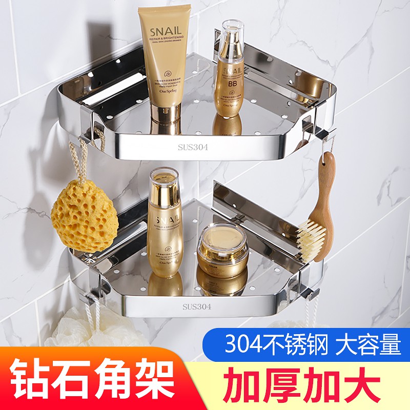 พร้อมส่ง ขายส่ง ชั้นวางของสเตนเลส 304 หลายชั้น ไม่ต้องเจาะรู สําหรับติด ...