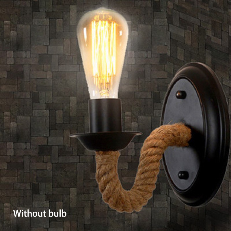 Rope Wall Lamp Retro Light Wall Sconce Beside Living Loft Lighting ...
