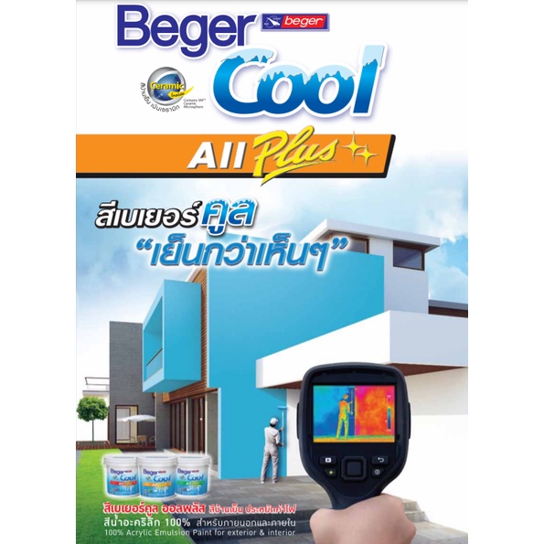 Beger คูลออลพลัส สีน้ำทาภายนอกและภายใน สีขาว เบส A ชนิดด้านและกึ่งเงา ...