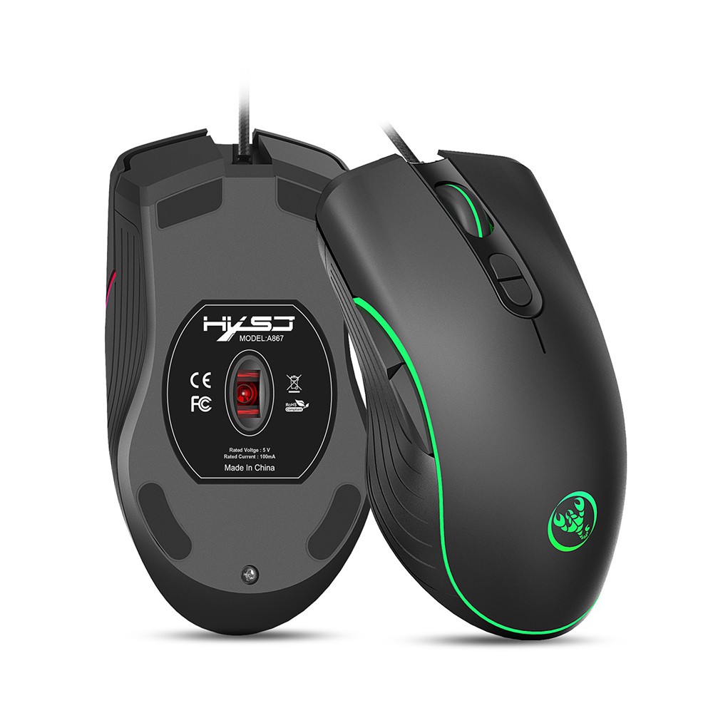 HXSJ brand luminous gaming mouse gaming wired mouse four gears ...
