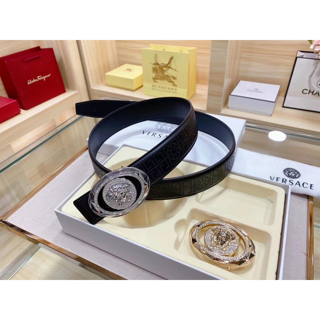 【Fast shipping】Versace pure cowhide two styles weave leather belt men s ...