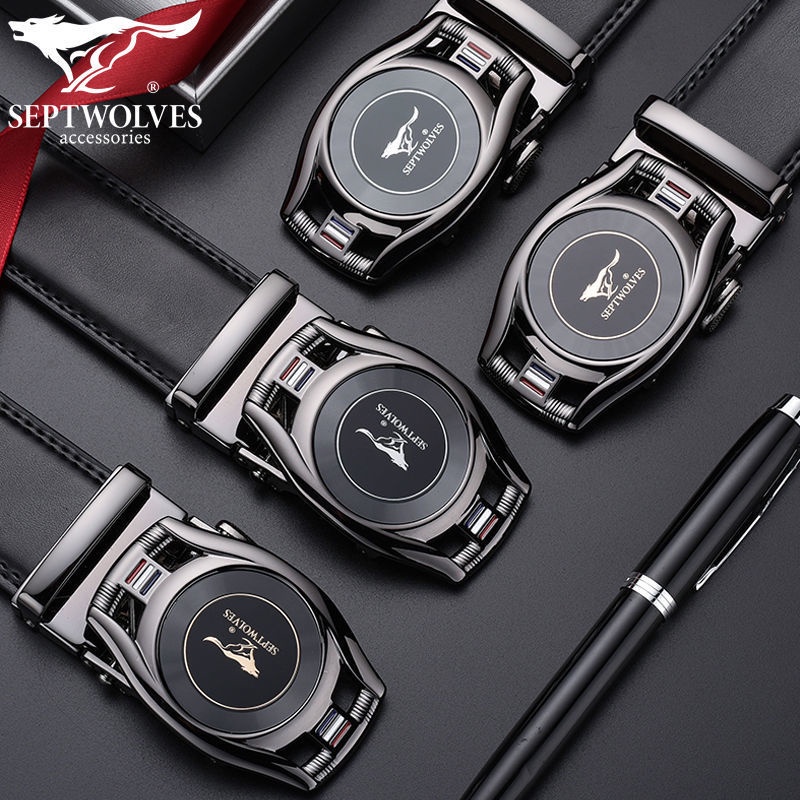 เข็มขัด ☒ Seven Wolves Belt Men s Leather Automatic Buckle Belt Trend ...