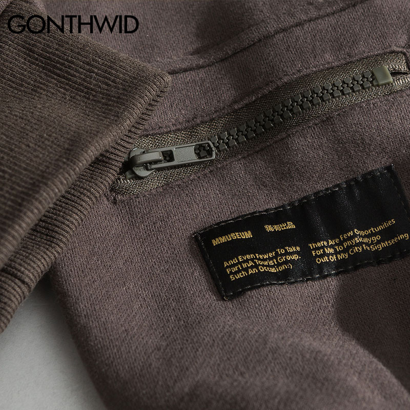 GONTHWID Zipper Pocket Smile Face Patchwork Fleece Hoodies Sweatshirts ...