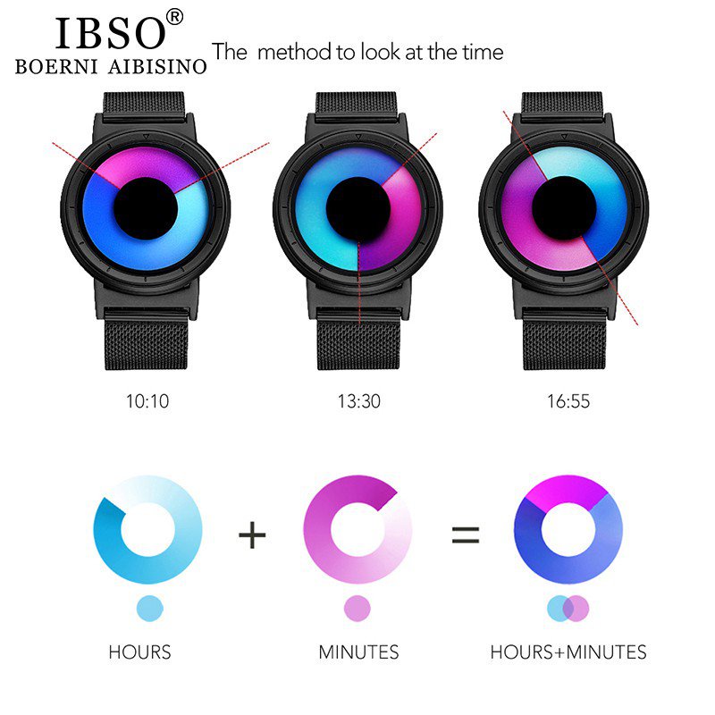 IBSO Mens Creative Watches Top Brand Luxury Steel Mesh Strap Hide Watch ...