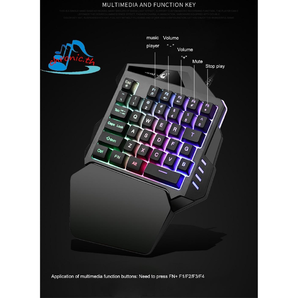 chronic☺K13 Wired 35 Keys LED Backlit Usb Ergonomic Single Hand Keypad ...