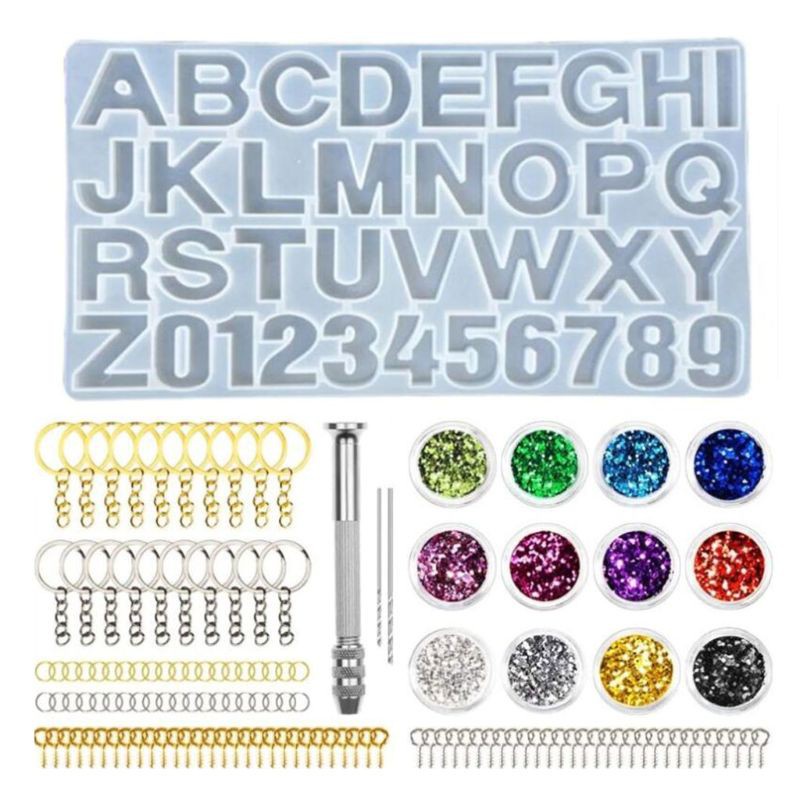 ☁ INF 1 Set Crystal Epoxy Resin Mold Alphabet Number Pendant Casting ...