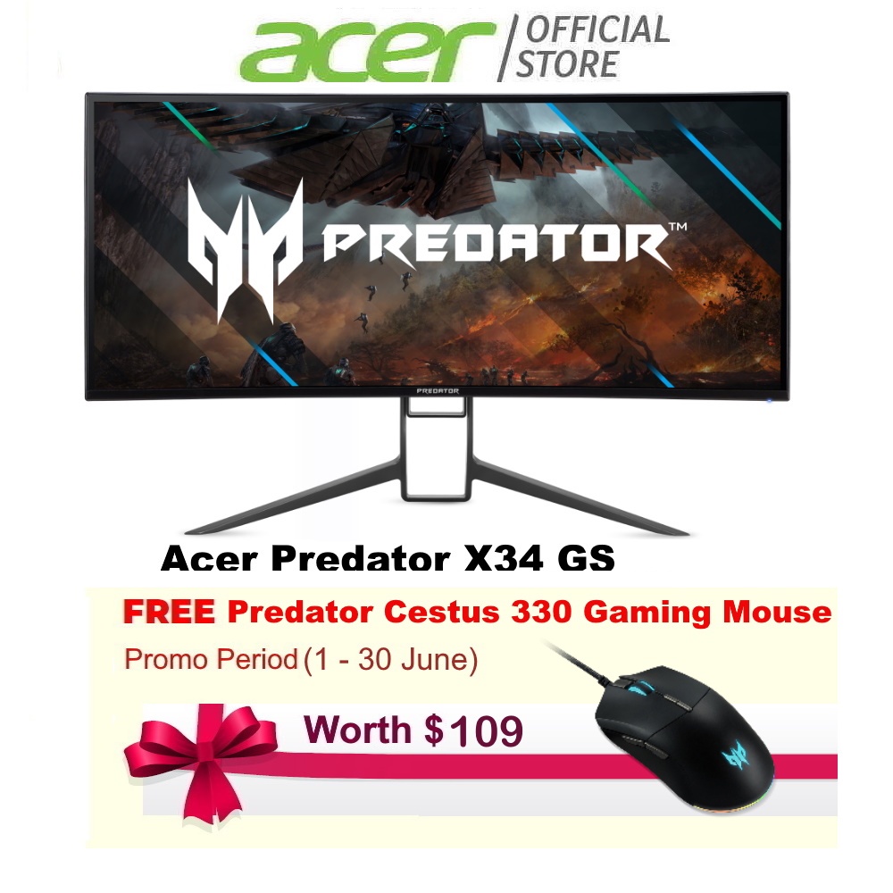 Predator X34 GS 34-Inch UltraWide QHD IPS Curved Gaming Monitor up to ...
