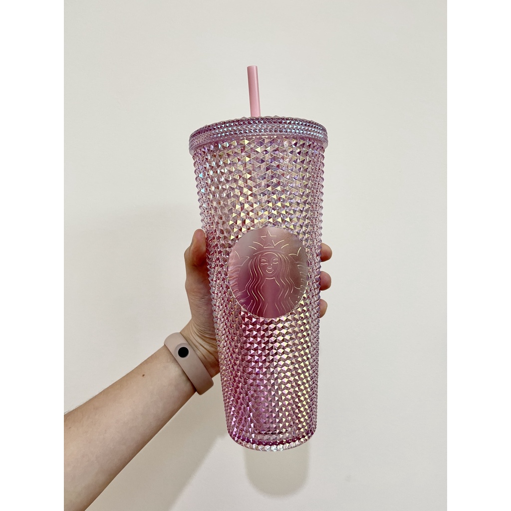 (ของแท้100%) Starbucks แก้วสตาร์บัค หนามชมพู Bling Crystal Pink Cold ...
