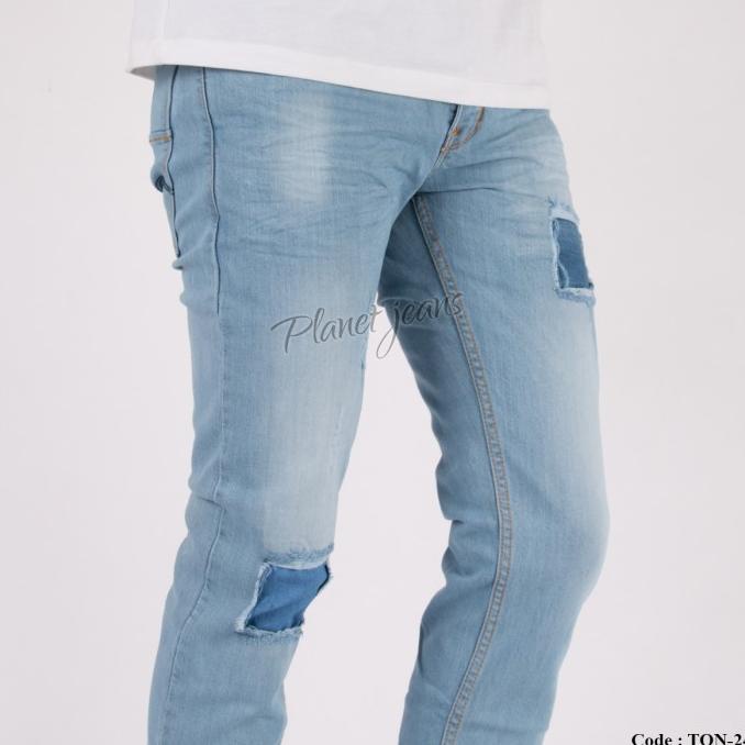 กางเกงยีนสกินนี่ ขายาว ทรงดินสอ สีฟ้าอ่อน สําหรับเด็กผู้ชาย - kristin ...