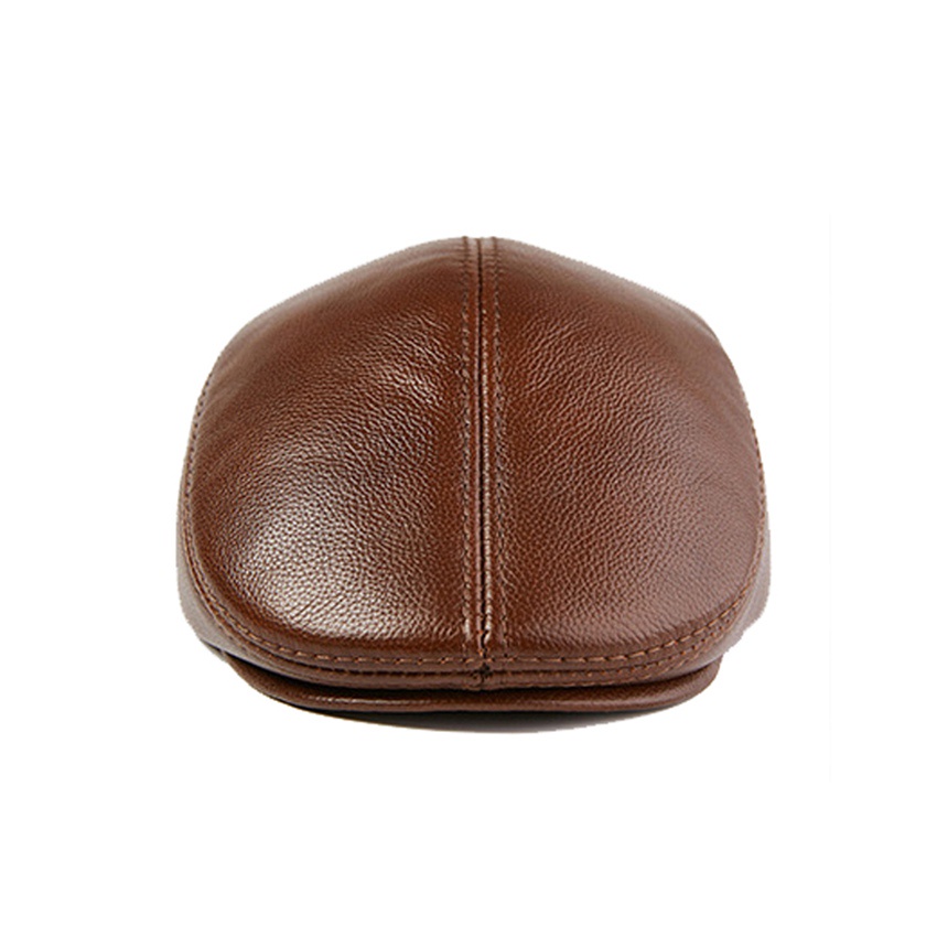 JNKET New Autumn Winter Men Cowhide Peaked Cap Earflap Warm Cap Flat ...