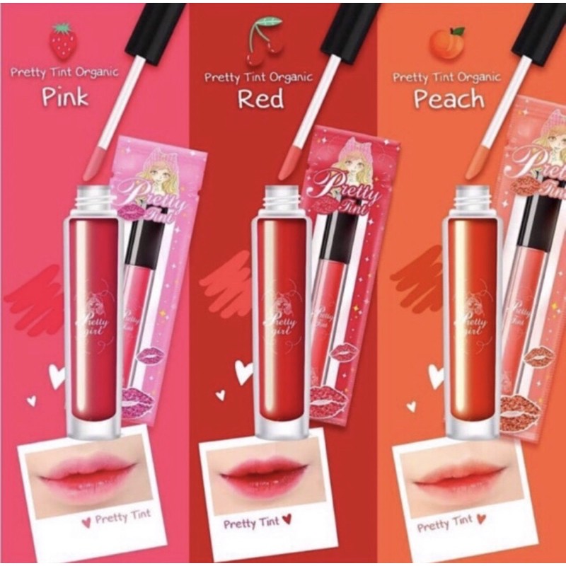 แท้พร้อมส่ง) Pretty tint พริตตี้ติ้นท์ ลิปออแกนิค ทาเรียวปากแบบธรรมชาติ ...