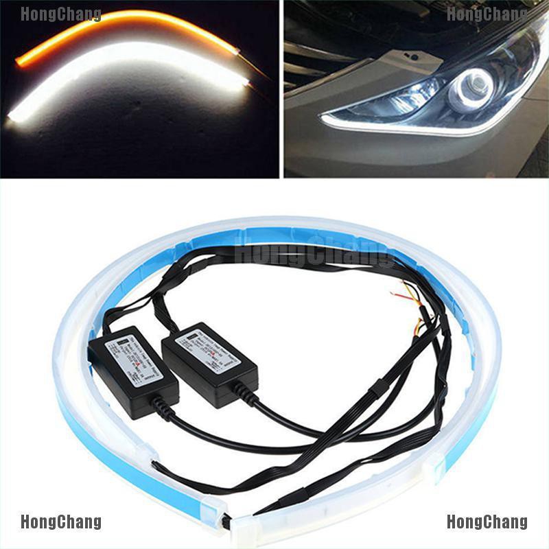 LHGC 2X 60cm LED Switchback Headlight Sequential DRL Light Strip Tube ...