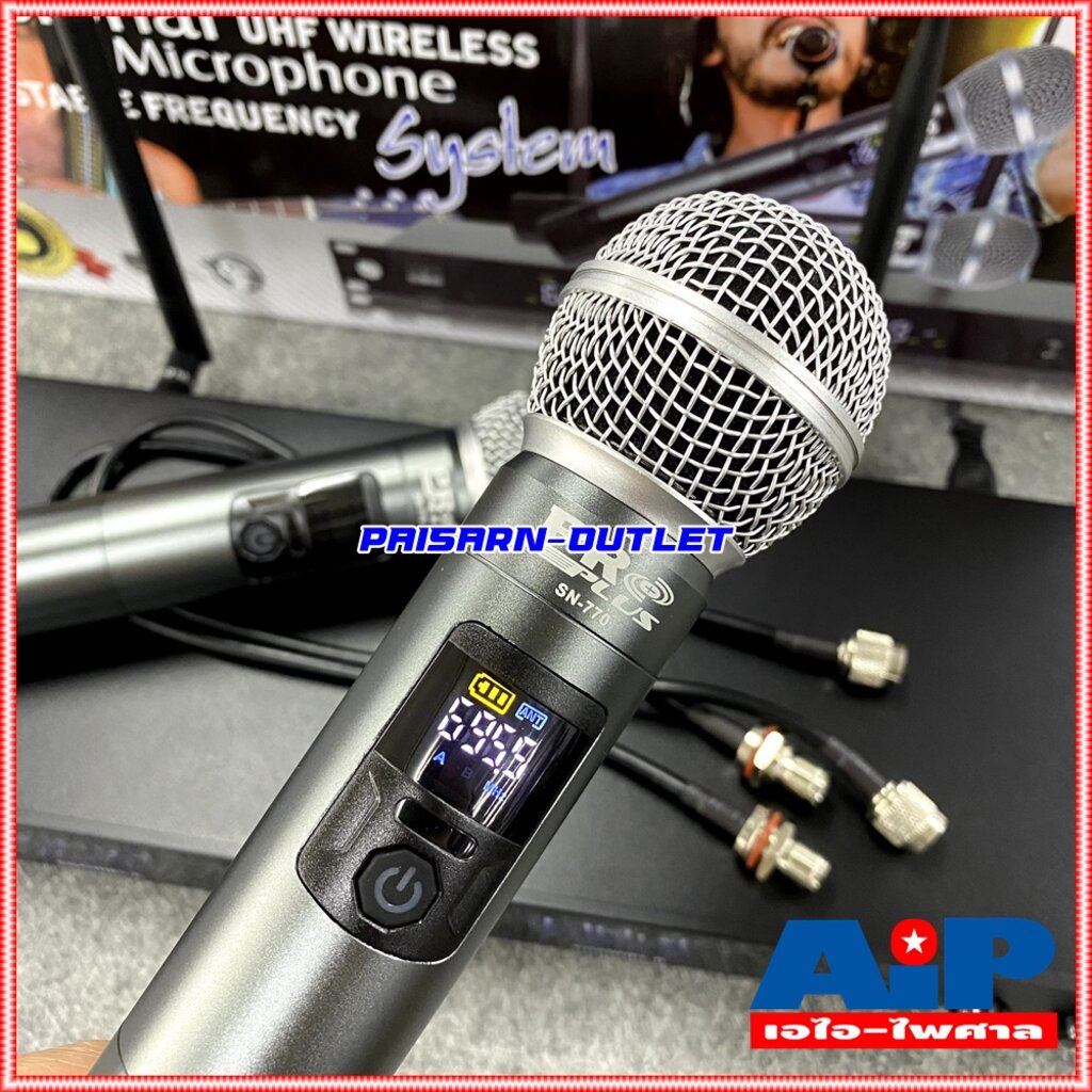 ฟรีค่าส่ง ความถี่ใหม่ กสทช PRO PLUS UN-770 ไมค์ลอยคู่ UHF ปรับความถี่ได้ SN 770 proplus SN770 ...