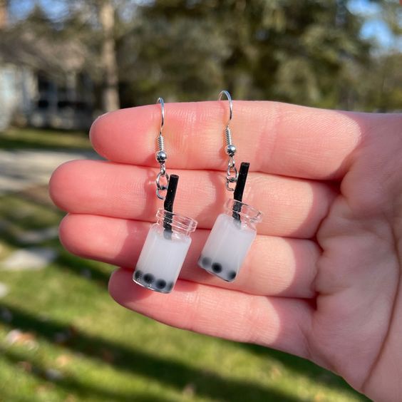 Boba Tea ต่างหูชานมไข่มุกต่างหู Boba ต่างหู Kidcore ต่างหู Boba Milktea ...